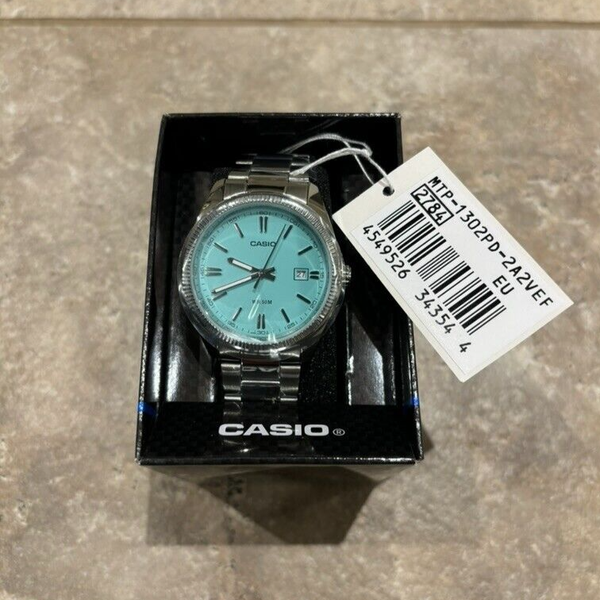 Casio MTP-1302PD-2A2VEF Turquoise 44mm Silver Stainless Steel Case ...