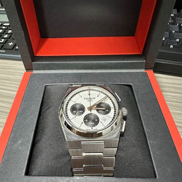 Tissot PRX chronograph white dial panda watch automatic integrated ...