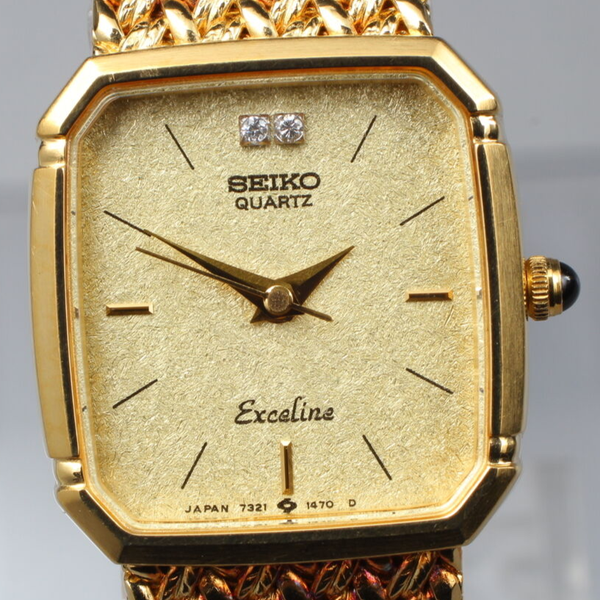 Vintage 1985 [Near MINT] SEIKO Exceline 7321-5910 Gold Dial Quartz Ladies Watch | WatchCharts ...