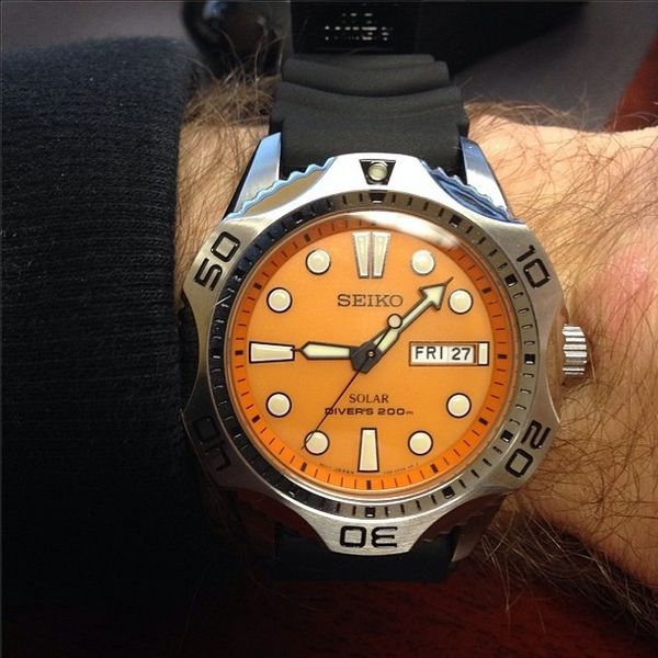 FS - Seiko SNE109 Solar Diver - Orange dial - $125 | WatchCharts