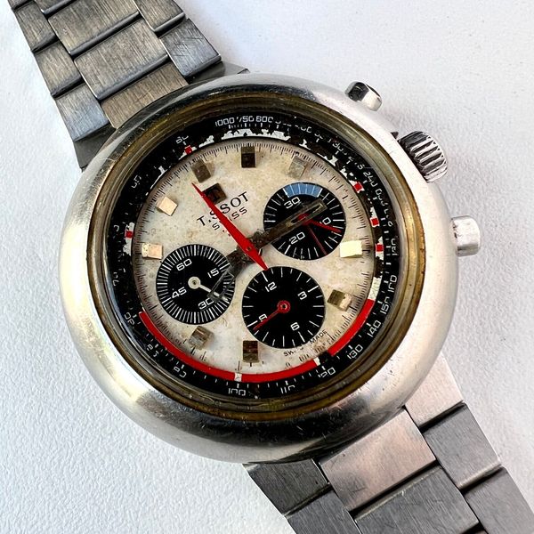 Tissot Swiss Chronograph Watch Cal 873 Lemania Vintage Mens White Dial ...