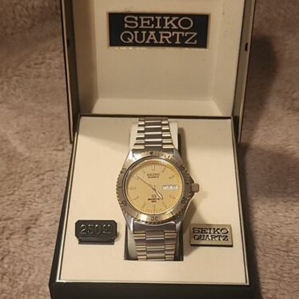 Vintage 1980's SEIKO Sports 100 SQ 8123-6099 Gold Plated Men's Quartz ...
