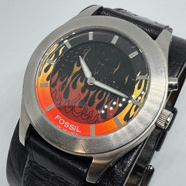 Fossil Big Tic Quartz Watch JR-8200 Men 50m Silver Animated Flame New Battery | WatchCharts ...