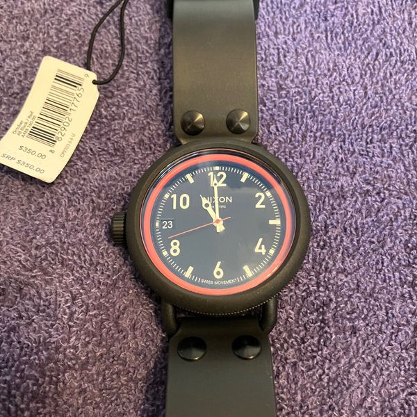 Nixon A488760 October All Black / Red Men's Watch 3387 "Battle Stations ...