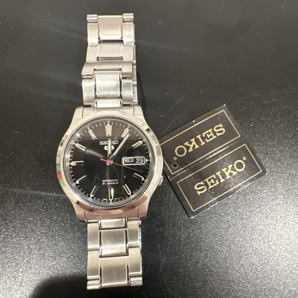 Seiko Men's SNK795 5 Automatic Stainless Steel Watch with Black Dial ...