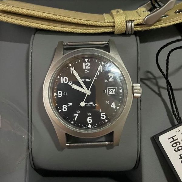 Hamilton Khaki Field Hand Wind Black Dial Men's Watch H69439933 $350 ...