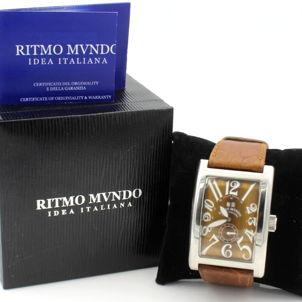 RITMO MVNDO/MUNDO IDEA ITALIANA BROWN DIAL LEATHER BAND WRIST WATCH ...