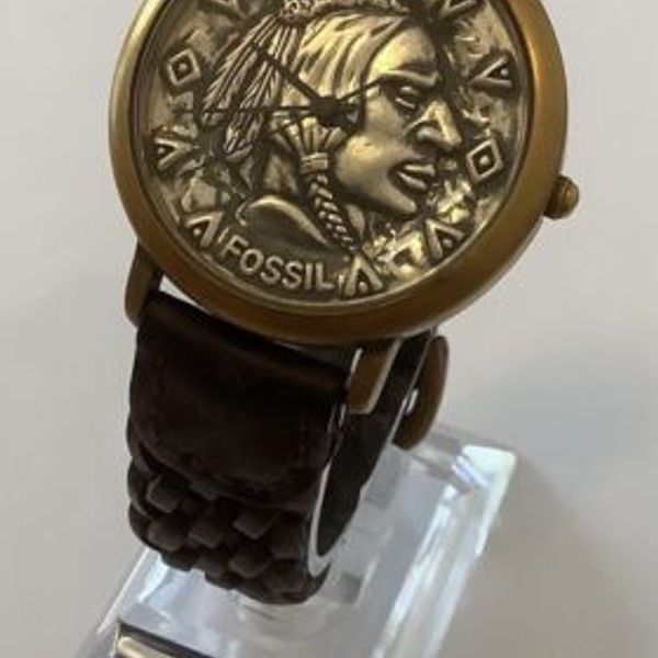 Rare Vintage Fossil Native American Mens Watch. EC-6849 | WatchCharts ...