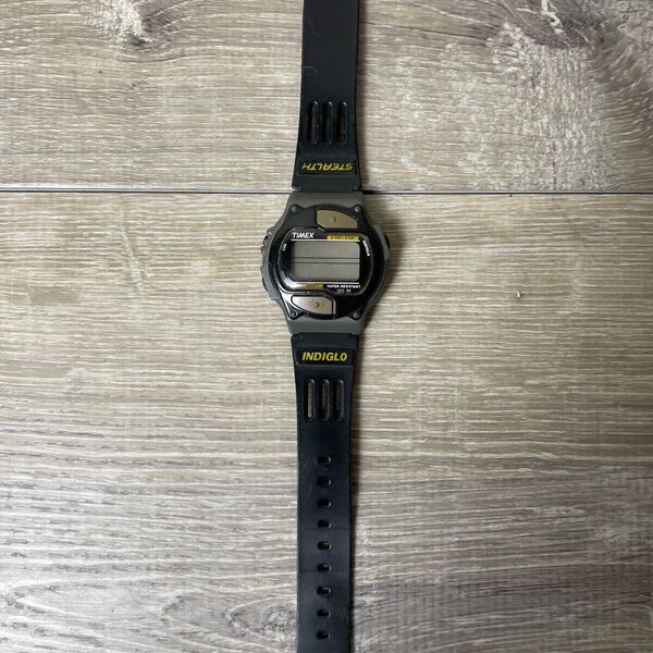 Vintage Timex Stealth Watch Men Black Indiglo 100M Needs Battery ...