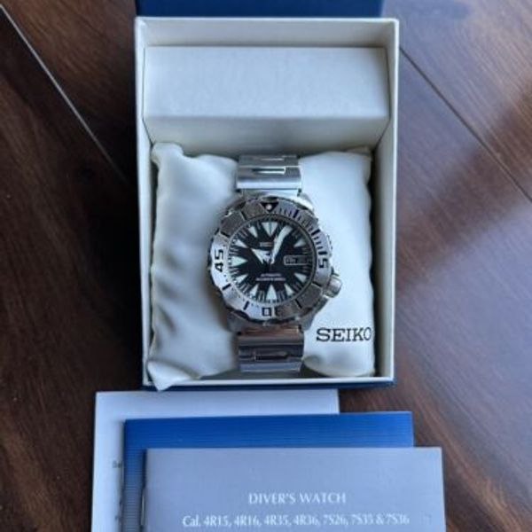 Seiko SRP307 Black Monster 2nd Generation Men's Automatic Diver Watch ...