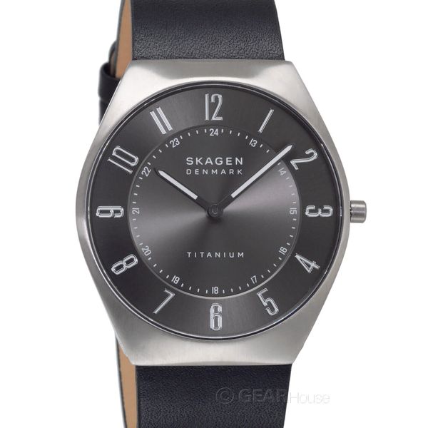 SKAGEN Mens Ltd Ed Grenen Ultra Slim Titanium Watch, Gray Dial, Black ...
