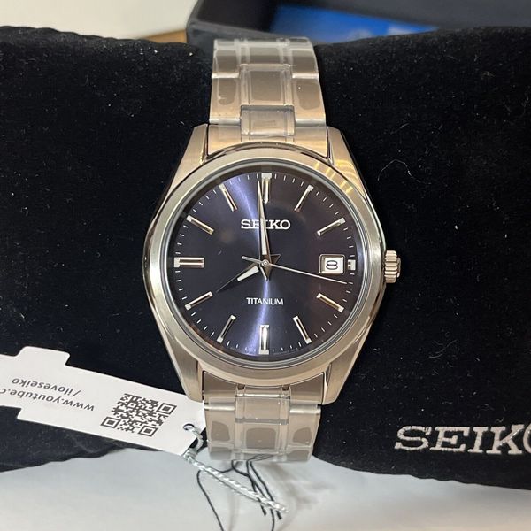 SEIKO Men's Blue Dial ESSENTIAL Titanium 40 mm Watch - SUR373 MSRP ...