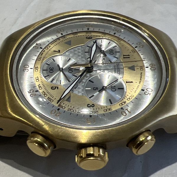 RARE 2005 SWATCH â GOLDEN CHEST â CHRONOGRAPH WRIST WATCH 47MM YOG100G ...