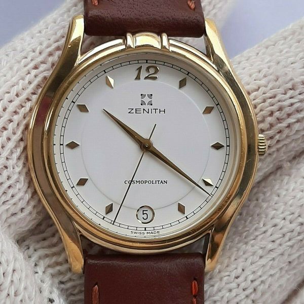 ZENITH COSMOPOLITAN QUARTZ DATE GOLD PLATED MENS 35mm SWISS MADE ...