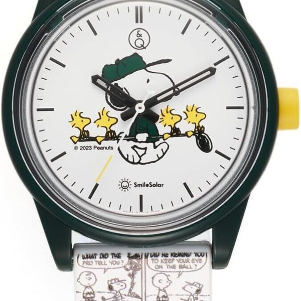 CITIZEN Q&Q Snoopy Woodstock Peanuts Golf Watch R02A-510VK Green Solar ...