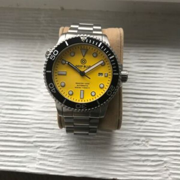 Beautiful Deep Blue Master 1000m Automatic Dive Watch 44mm, Yellow Dial ...