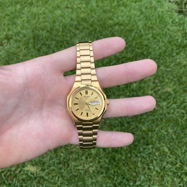 Seiko Men's Snkk52 Seiko 5 Automatic Gold-tone Stainless Steel Bracelet ...