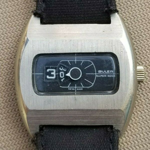 Vintage Buler Super-Nova Jump Hour Swiss Made Handwinding 1960's Men's ...