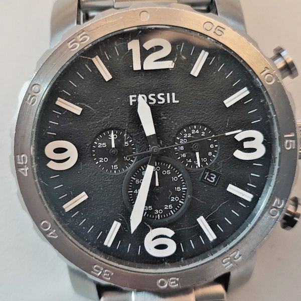 Gents stainless steel Fossil Nate chronograph mens watch 50mm Military ...