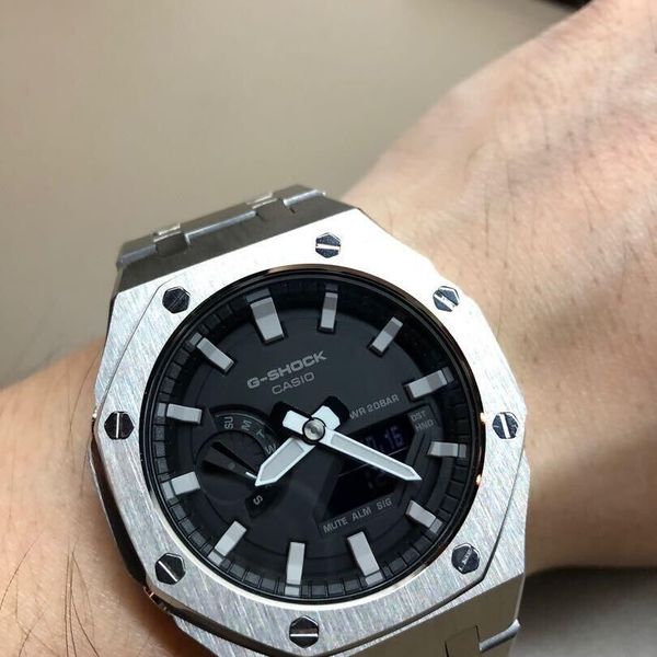 Custom Casio G-Shock GA-2100,CasiOak, Silver Strap, AP Gen 5Mod, Brand ...
