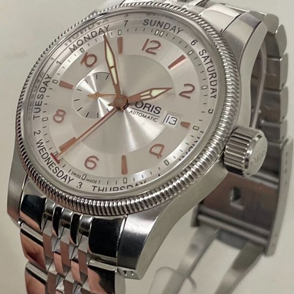 Oris Pointer Day Date Swiss Stainless Steel Automatic watch 44mm Big Crown runs! | WatchCharts ...