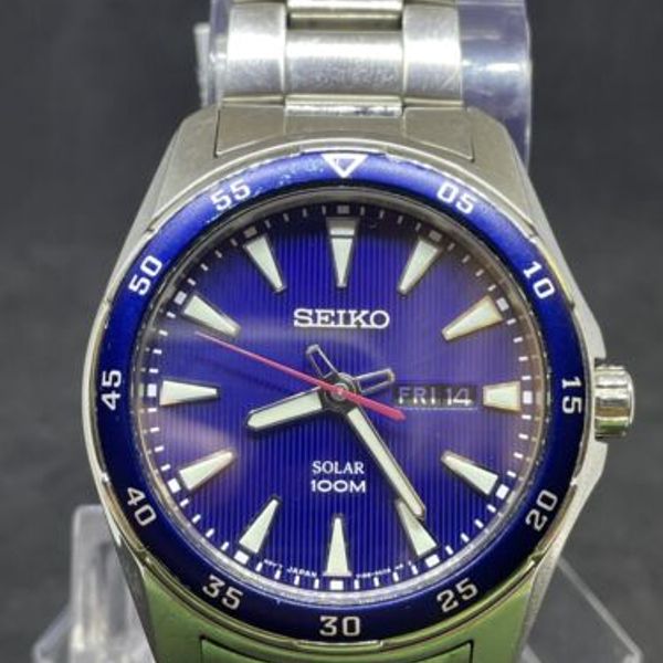Seiko Solar Blue Dial Stainless Steel Sport Watch SNE391 #49 ...