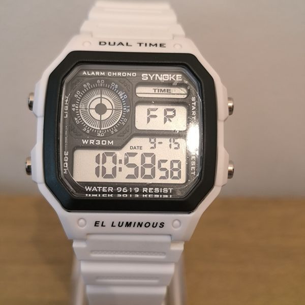 SYNOKE Digital Mens LED 'Casio Royale Style/Homage' Watch White ...