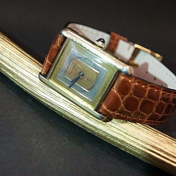 Cartier * MUST DE TANK * Wrist Watch * Hand Elevator * Silver Plated ...