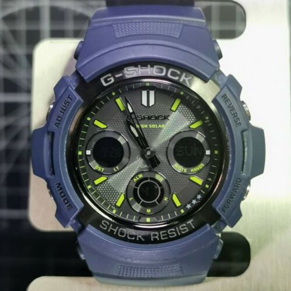 Rare! G-Shock MEN IN NAVY BLUE AWR-M100 Mid Tough Solar Yellow AWR ...