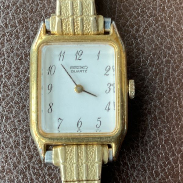 SEIKO Watch Womens Rectangular Gold Tone Japan Vintage UNIQUE 2B20-5000 ...