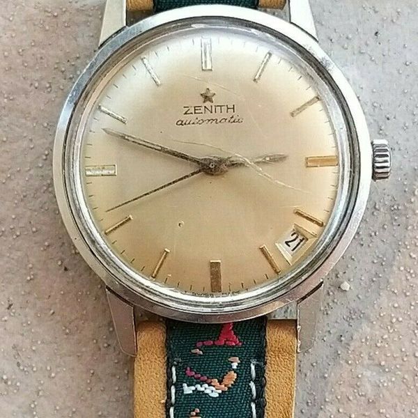 Rare ZENITH stellina 2452 PC watch automatic 34mm acier steel NR ...