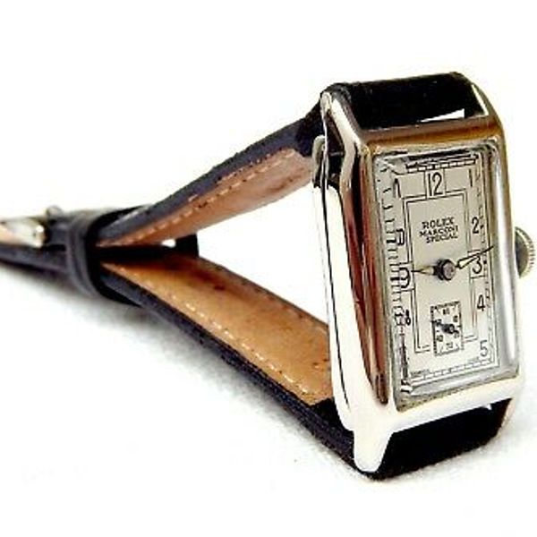 Vintage ROLEX MARCONI Special Style Art Deco 1930c Case 41mm x 26mm Men ...