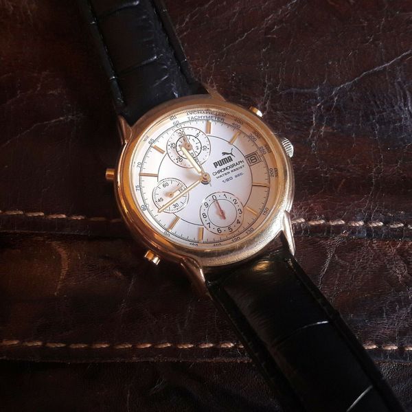 ORIENT PUMA Japan Quartz Chronograph Wrist Watch For Men Gold Filled ...