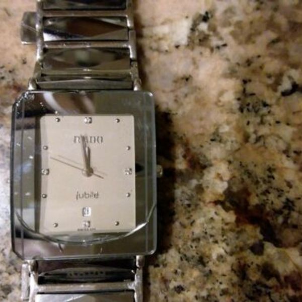 Rado Sapphire Jubile Watch 160.0282.3 cracked crystal tungsten band ...