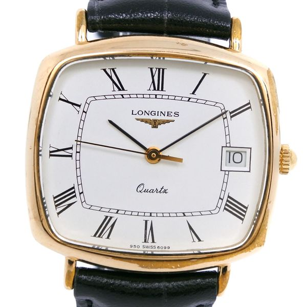 [LONGINES] Longines stainless steel x leather gold quartz analog ...