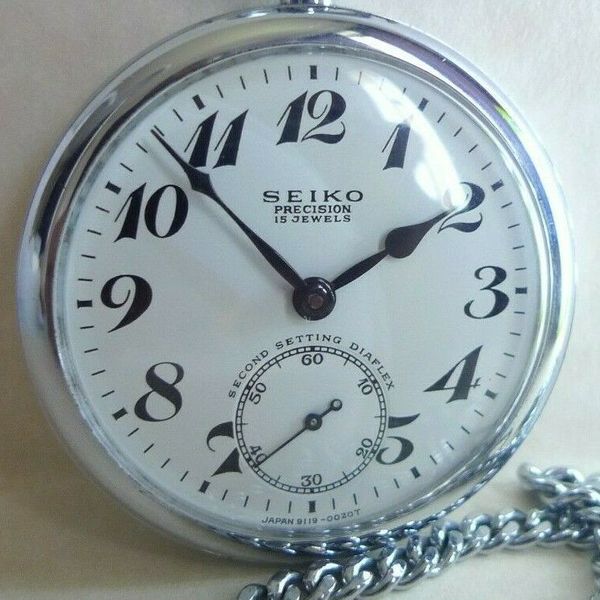 Great Condition ! Seiko Precision 15-J Second Setting Diaflex Pocket Watch | WatchCharts