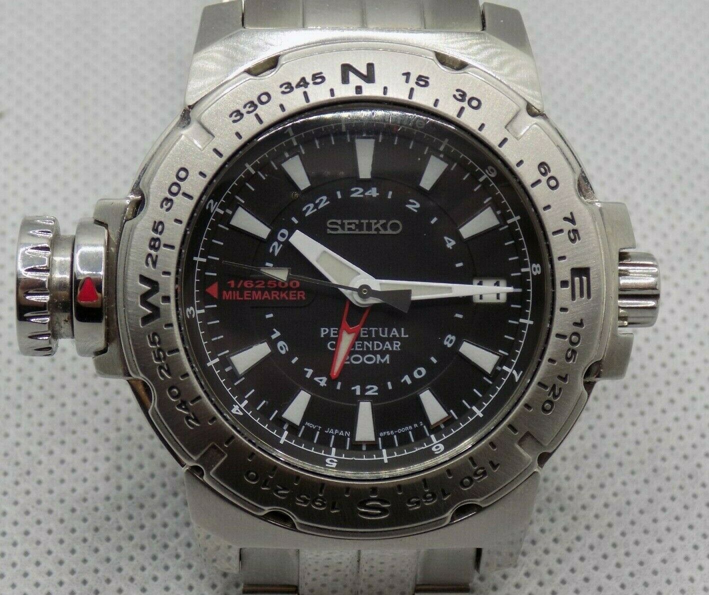 Seiko Perpetual Calendar Map Meter 200M SLT095 GMT 8F56-00J0 Mens Watch ...