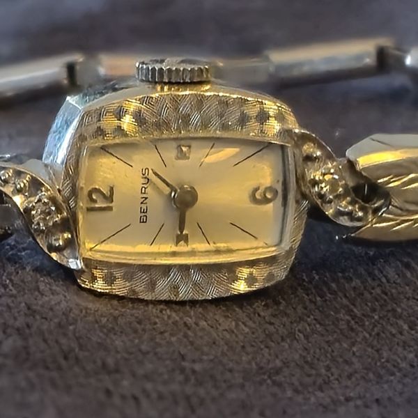 Ladies 14K White Gold Vintage Benrus Watch Good Working Condition ...