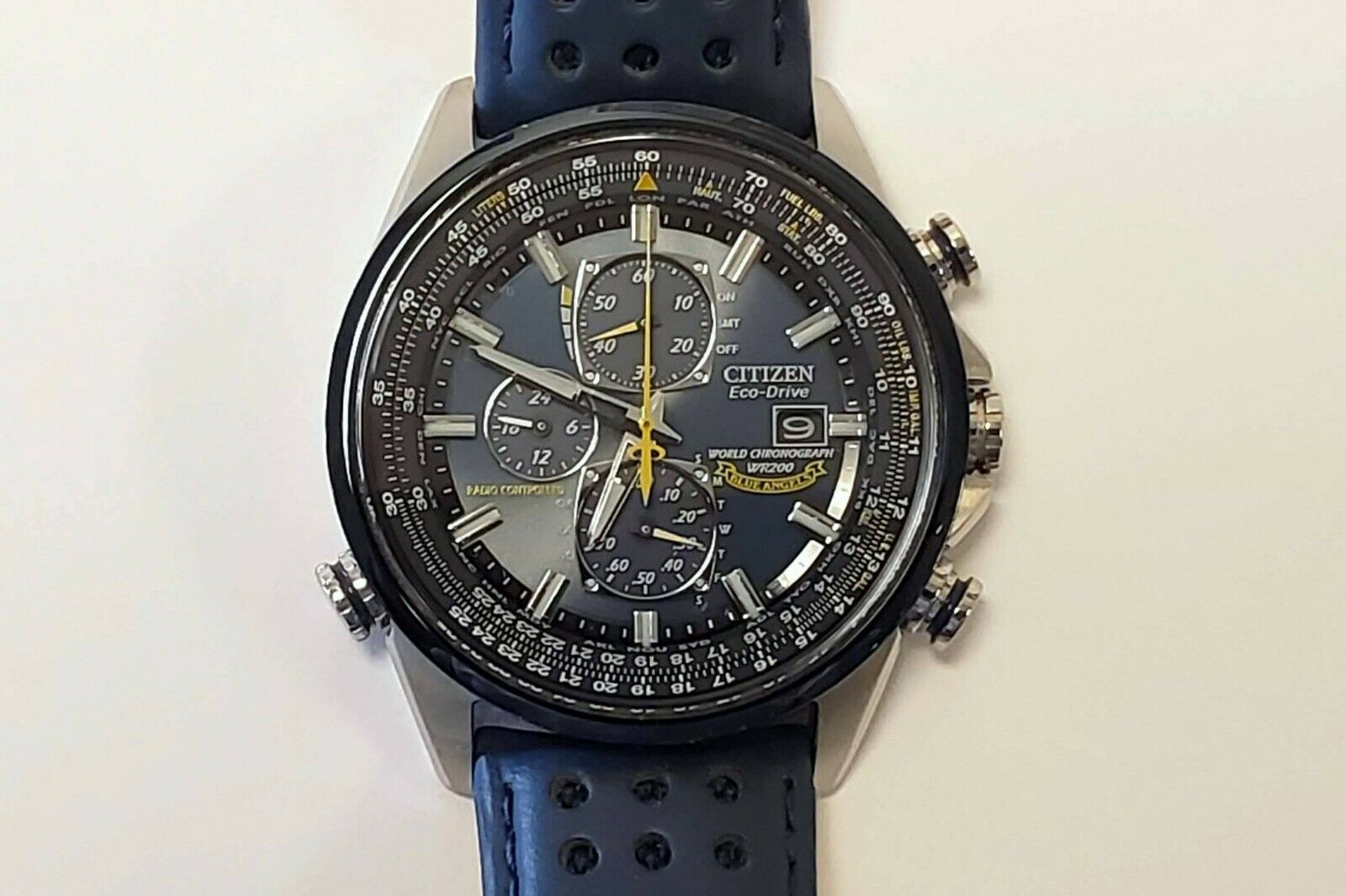 Citizen Eco Drive Blue Angels World Chronograph Men's 42mm Watch AT8020 ...