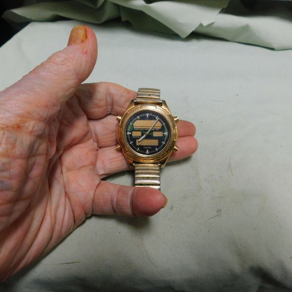 SEIKO ANA-DIGITAL WORLD TIME GENTS QUARTZ GOLD WRISTWATCH H021 ...