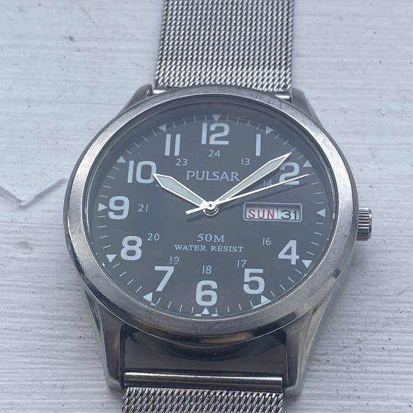 Seiko Pulsar Military Mens Watch 40mm With Day/Date Vintage Working ...