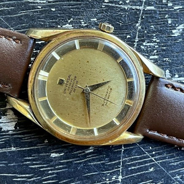UNIVERSAL GENEVE POLEROUTER DE LUXE 18K SOLID GOLD MICROTOR 215 ...