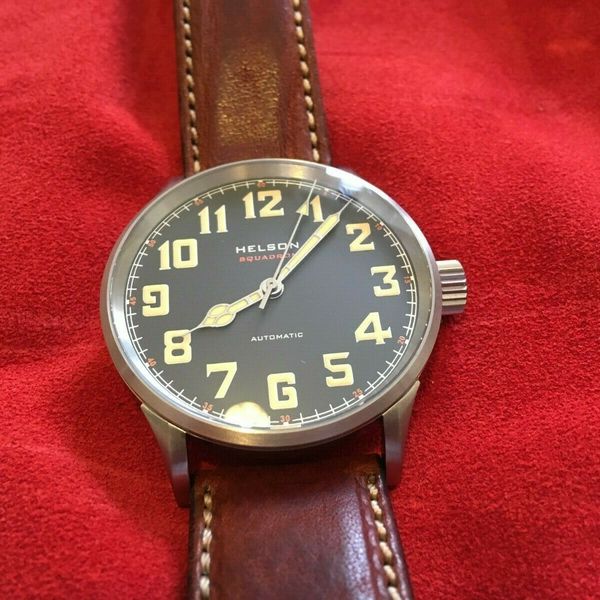 NEW - Helson Squadron Grey Dial Automatic Men's Vintage Pilot Watch ETA ...