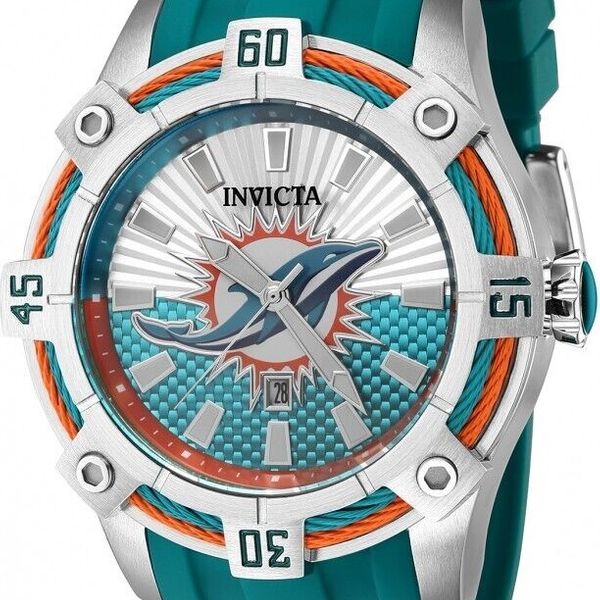 Invicta NFL Miami Dolphins Men's Multicolor Dial Quartz Light Blue ...
