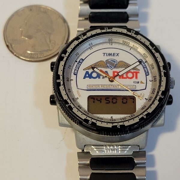 Timex Zulu Time Analog & Digital Men's Silver Tone Quartz Watch ...