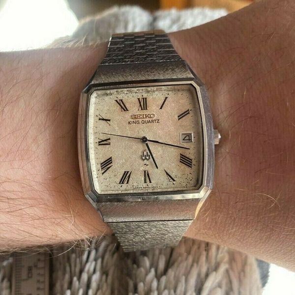 Vintage Seiko King Quartz 5855-5000 from 1977, stunning linen Snowflake ...