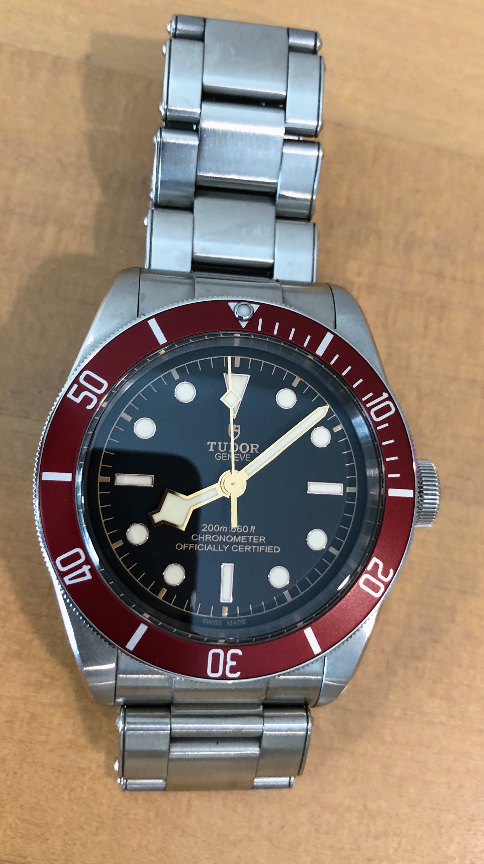 Tudor Black Bay Red Bezel on Bracelet - In-House Movement - Excellent ...