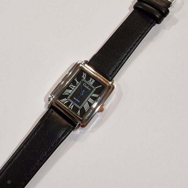 Orologio unisex Quadrante NERO 30x40 con Numeri Romani, homage Cartier ...