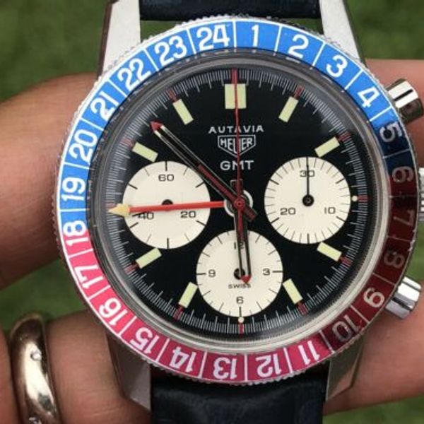 Vintage HEUER Autavia 2446C GMT “Pepsi” Red/blue Chronograph Watch -All ...