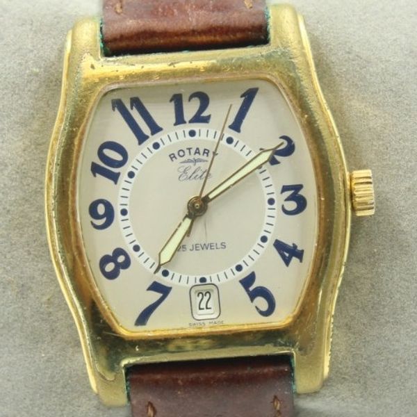 Vintage ROTARY Elite Swiss Made 25 Jewels Date Automatic Wristwatch ...
